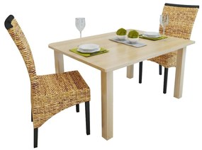 Jídelní židle 2 ks abaka a masivní mangovníkové dřevo - Default Title