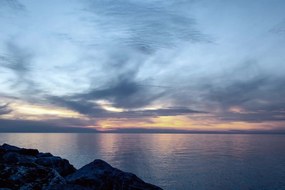 DIMEX | Vliesová fototapeta Západ slunce v Toskánsku MS-5-3135 | 375 x 250 cm | modrá, černá, oranžová