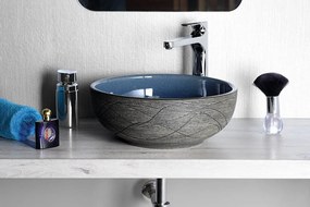 Sapho, PRIORI keramické umyvadlo, průměr 41cm, 15cm, modrá/šedá, PI020