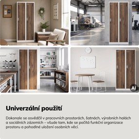 Zaměstnanecká skříňka čtyřkomorová bílá/ořech, 800x1800x500 mm: KACPER Eco Design