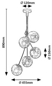 Rabalux 3508 - Lustr na tyči GLORY 5xE14/40W/230V