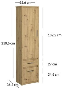 Regál 2d1s dub artisan Ayson Mebel Bos