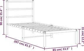 vidaXL Kovový rám postele s čelem 80 x 200 cm [355405] Barva: Černá