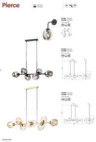 Redo 01-2620 - Lustr na lanku PIERCE 6xE27/42W/230V černá/kouřová
