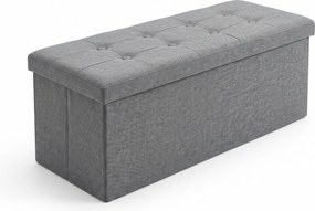 Obdélníkový taburet s úložným prostorem, skládací, 110 × 38 × 38 cm, šedý