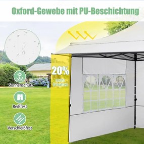 Costway Pavilon Výsuvný zahradní altán s 3 bočními stěnami a 3 úrovní nastavení
