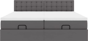Osmanský rám postele s matrací šedá 160x200cm umělá kůže 3311954