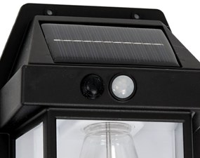Exteriérové ​​solární nástěnné svítidlo Filo1, 1x transparentní/černé plastové stínítko, pohybový senzor