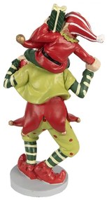 Zeleno - červená vánoční dekorace socha Elf - 12*9*19 cm