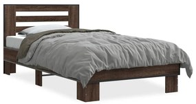 Rám postele hnědý dub 75 x 190 cm kompozitní dřevo a kov
