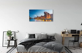 Obraz na skle Řeka noc Gdańsk Staré Město 140x70 cm