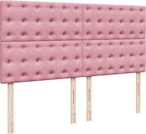 Box spring postel s matrací růžová 200x200 cm samet 3293319