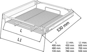 In-Design Polička na prádlo plný výsuv tlumené zavírání antracitová Šířka koše (mm): 720 mm, Minimální nastavitelná šířka: 780 mm, Maximální nastavitelná šířka: 930 mm
