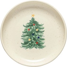 Krémové dezertní talíře v sadě 4 ks s vánočním motivem z kameniny ø 16 cm Pacifica Christmas Tree – Casafina