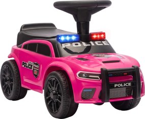 AIYAPLAY dětské policejní odrážedlo pro děti od 18 do 36 měsíců se světlem, hudbou a úložným prostorem, 65x29,5x36 cm, růžové