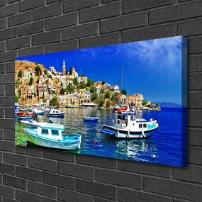 Obraz na plátně Loďky Město Moře Krajina 120x60 cm
