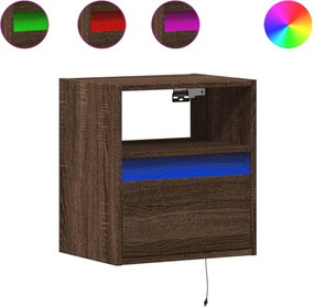 Nástěnné noční stolky s LED osvětlením 2 ks hnědý dub 3307988