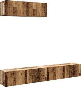 Nástěnné TV skříňky 4 ks starého dřeva 100x30x30 cm kompozit 3329007