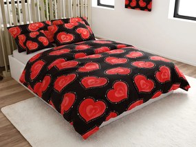 Polybavlněné povlečení na 2 postele VALENTINE, černé Rozměr povlečení: 2 ks 70 x 90 cm | 2 ks 140 x 200 cm