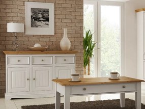 Bílý nábytek Dřevěný konferenční stolek Belluno Elegante, dekor bílá | zlatý dub, masiv, borovice