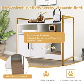 Costway Pouzdro pro kočičí toaletní skříň s dvojitými dvířky a škrabací