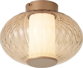 Designové stropní svítidlo mosazné 28cm s jantarovým sklem vč. LED 3-stupňově stmívatelné - Margherite