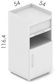 Kancelářská skříň s lednicí EPIC, mobilní bar, shrnovací i křídlové dveře s pultíkem nahoře, výška 116,4cm