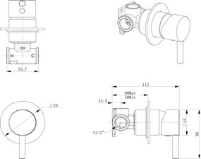 Sapho, RHAPSODY podomítková bidetová baterie, 1 výstup, chrom
