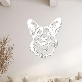 dřevo života Dřevěná dekorace na stěnu psa Corgi hlava Zvolte rozměr (cm): 34x40, Zvolte barvu dekoru: Bílá