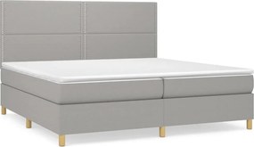 Box spring postel s matrací světle šedá 200 x 200 cm textil 3142281