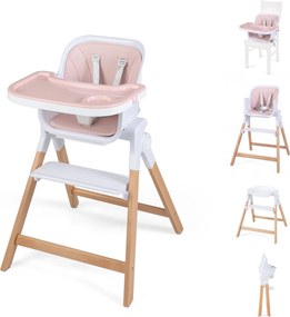 Costway Vysoká stolička baby 4 v 1 dětská vysoká židle skládací – růžový