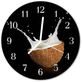 Nástenné skleněné hodiny Kokosový ořech fi 30 cm