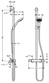 Hansgrohe Croma Select E - SemiPipe Multi s termostatem, bílá / chrom 27248400