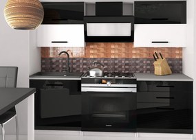 Kuchyňská linka Belini 120 cm černý lesk / bílý mat s pracovní deskou Eleganta2