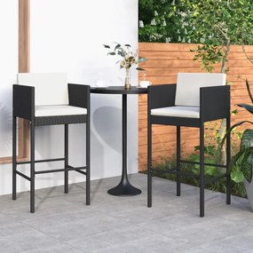 vidaXL Barové stoličky 2 ks s poduškami polyratan [316657] Barva: Černá