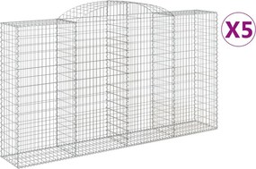 Klenuté gabionové koše 5 ks 300x50x160/180cm pozinkované železo 3146758