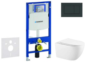 Geberit Duofix - Set předstěnové instalace, klozetu Gaia a sedátka softclose, tlačítko Sigma20, černá lesk/černá mat SANI11CA5136