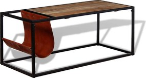 Konferenční stolek + držák na časopisy z pravé kůže 110x50x45cm 244241