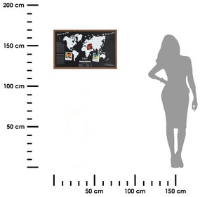 Magnetická tabule s mapou World, 78x48 cm
