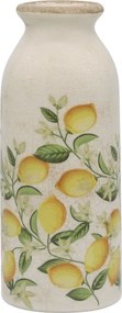 Béžová antik keramická váza s citróny Limone Blossom - Ø 8*20 cm