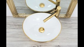 SATUR gold+white Umyvadlo na desku - lesk