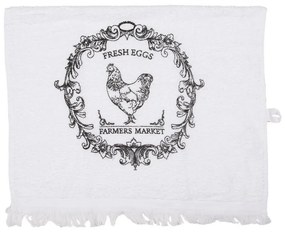 Bílý froté ručník se slepičkou Fresh Eggs - 40*66 cm
