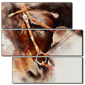 Obraz na plátně - Koňská hlava v abstráktním zobrazení- čtverec 3263D (105x105 cm)