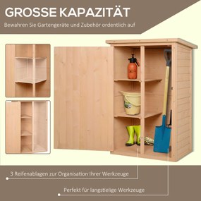 Outsunny zahradní kůlna na nářadí s policemi kůlna na nářadí zahradní kůlna z přírodního dřeva 75 x 56 x115 cm | Aosom