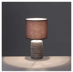 Hnědá stolní lampa s textilním stínidlem (výška 33,5 cm) – Casa Selección