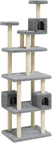 Škrabadlo pro kočky se sisalovými sloupky světle šedé 188 cm 171489