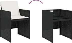 11dílný zahradní jídelní set s poduškami černý polyratan 3277802