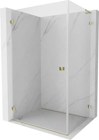 Mexen Lunar-B L, sklápěcí sprchový kout levý 75 x 70 cm, 8mm čiré sklo, zlatý profil, 832L-075-070-50-00-L