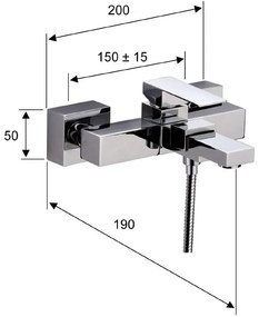 Nástěnná vanová baterie v leskle stříbrné barvě (2 výstupy) Latus – Sapho
