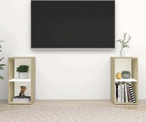 vidaXL TV skříňky 2 ks 72 x 35 x 36,5 cm dřevotříska [3079901] Barva: bílá a dub sonoma